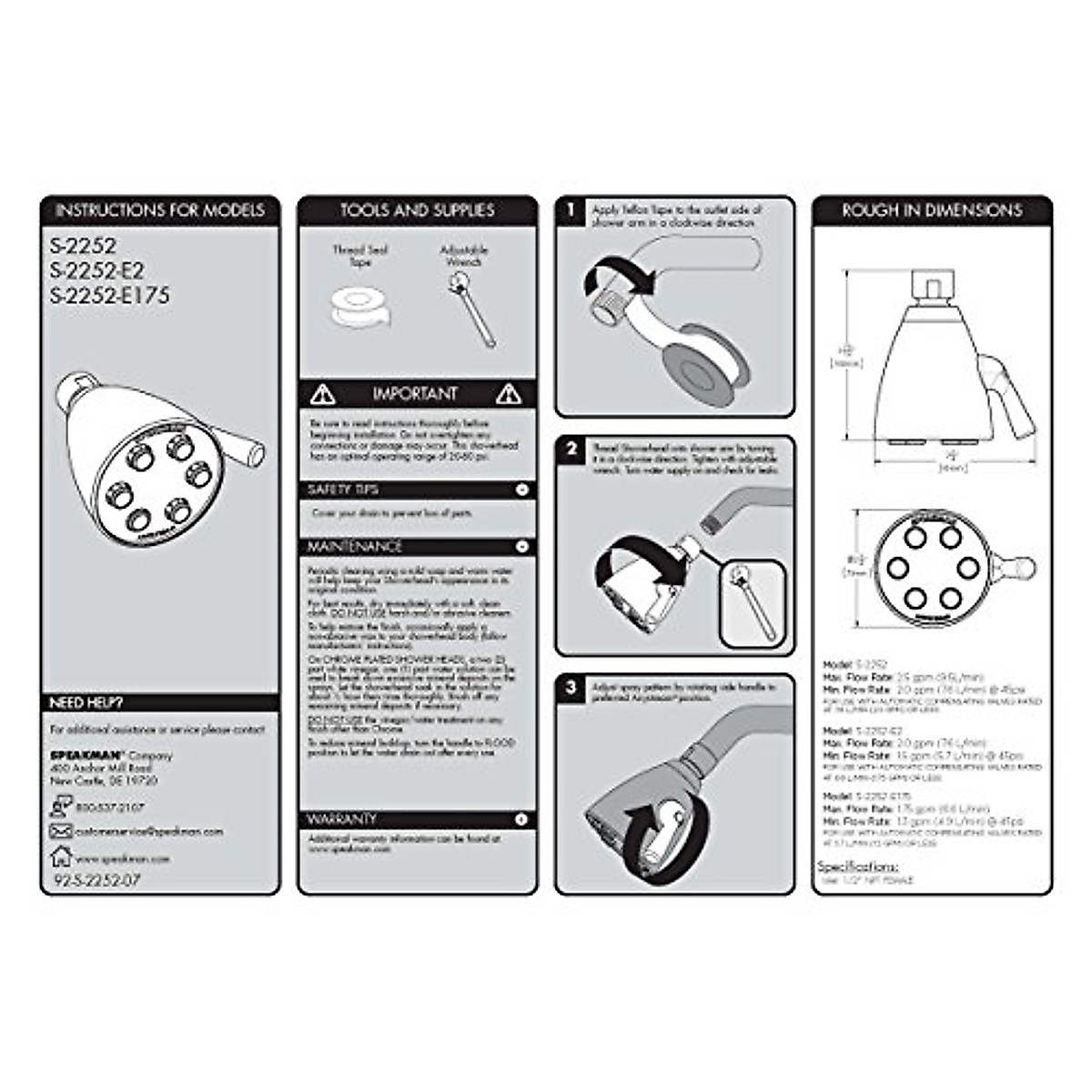 Speakman S-2252-MB Signature Brass Icon Anystream High Pressure Adjustable Shower Head, Matte Black, 3 Settings