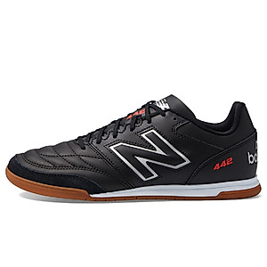 New Balance mens 442 V2 Team in Soccer Shoe, Black/White, 9.5 Wide US