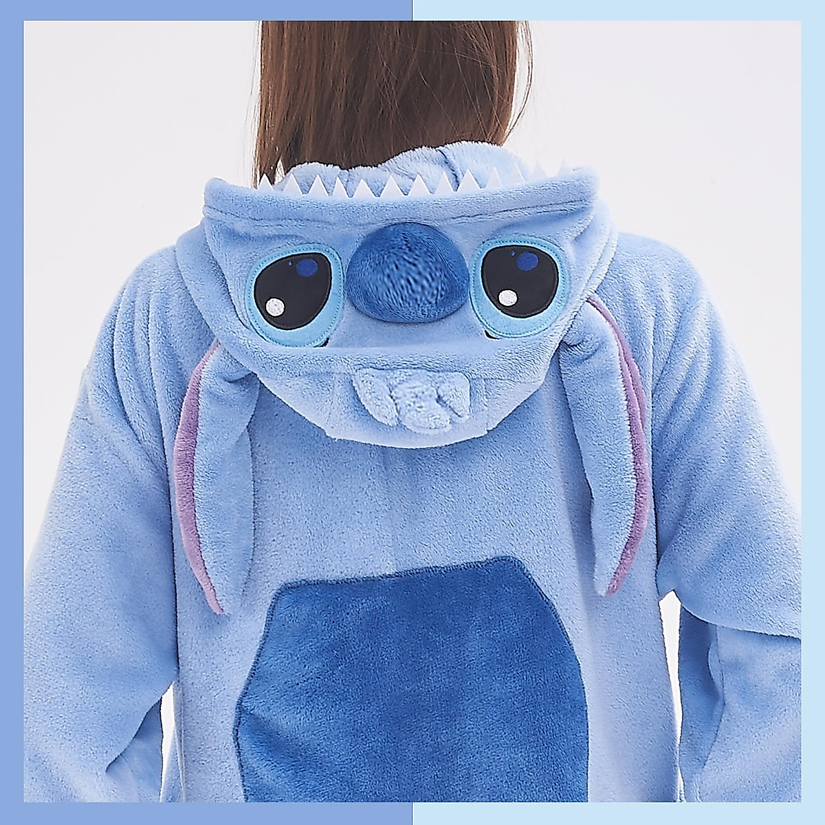 GONAAP Unisex Adult Stitch Onesie Pajamas Animal One Piece Costume Cosplay Sleepwear (Stitch, 9-10Years)