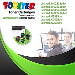 ToBeter Remanufactured C2310 Toner Replacement for Lexmark C2310K0 C2310C0 C2310M0 C2310Y0 Toner Cartridge for C2325 C2425 C2535 MC2425 MC2535 MC2640 (Black Cyan Magenta Yellow)