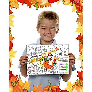Thanksgiving Place Colouring Mats for Kids 12 Sheet Disposable Turkey Paper Place Mat 11”x 17” Fall Thanksgiving Table Mat for Children Birthday Party