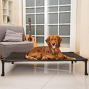 Veehoo Chew Proof Elevated Dog Bed - Cooling Raised Pet Cot - Rustless Aluminum Frame and Durable Textilene Mesh Fabric, Unique Designed No-Slip Feet for Indoor or Outdoor Use, Brown, X Large