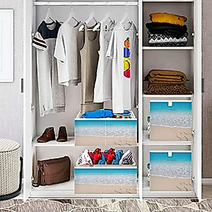 Yasala Storage Cube with Handle Love and Sand Foldable Closet Baskets Toy Storage Bins Shelf Baskets Containers Open Laundry Baskets Nursery Baskets