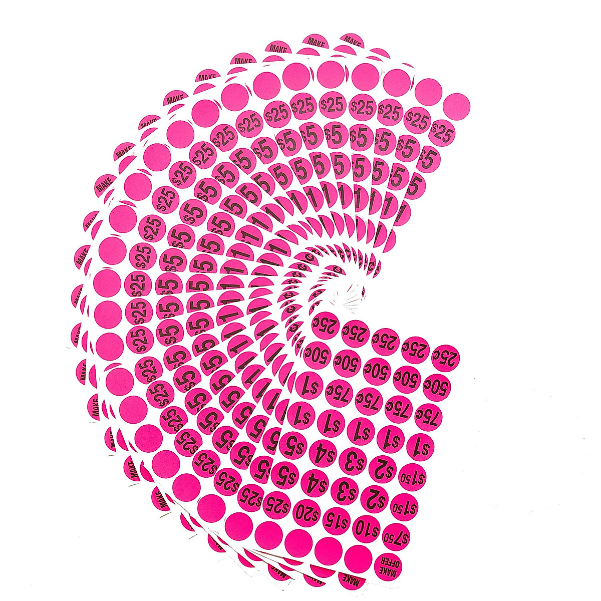 Sunburst Systems 7035 Priced Garage Sale Stickers, 1,000 Count Pre-Printed Labels, Pink