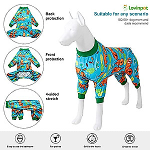 LovinPet Big Dog Jammies for Large Dogs: Lightweight Stretchy Knit Fabric Onesie, Sleeping Otters Print Dog Pajamas, UV Protection, Large Breed Dog Jammies, Pet PJ's/Large
