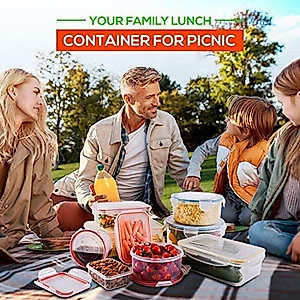 28 PCs Large Food Storage Containers with Airtight Lids-Freezer & Microwave Safe,BPA Free Plastic Meal Prep Containers & Kitchen set.Leak proof Lunch Containers-Snacks, Sandwich, Sauces & Bento box