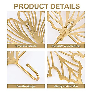 Cabilock 2pcs Gold Leaf Hooks Entryway Door Hooks Ginkgo Leaf Maple Leaf Hanging Hooks Decorative Wall Hook Hanger for Clothes Coat Hat Scarf