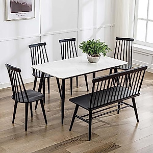DUHOME Dining Chairs Set of 4 Wood Dining Room Chair Black Spindle Side Kitchen Room Country Farmhouse Chairs Black