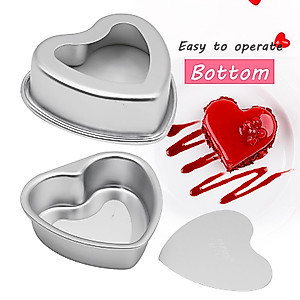 EATAKWARD 5pcs Heart Shaped Cake Pan, 4'' Non-Stick DIY Cake Pans for Baking, Aluminium Cake Mold, Multifunctional Heart Cake Tins for Kitchen Birthday Valentine Day Wedding Mini Heart Cake Pan