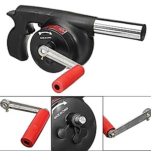 Esweny Outdoor Cooking BBQ Fan Air Blower,Mini Hand Crank Fan Air Blower Grill Picnic Camping Stove Accessories for Barbecue Fire Bellows Hand Crank Tool (Black)