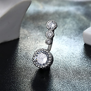 THUNARAZ 14G Clicker Belly Button Rings Surgical Steel Sparkled CZ Opal Belly Button Piercing Dangling Snake Evil Eye Butterfly Belly Ring for Women Sexy Reverse Navel Belly Piercing Jewelry