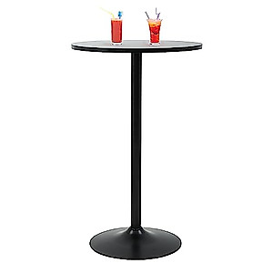 Round Bar Table 40" Height Modern Pub Table with Solid Top and Sturdy Metal Base, High Top Table for Kitchen, Dining Room, Bistro, Cocktail, Black