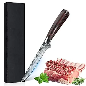 MDHAND 6" Boning Knife - Ultra Sharp Meat Knife, Professional Fillet Knife for Meat Poultry Chicken, Forged High Carbon German Stainless Steel Deboning Knife, Ergonomic Pakkawood Handle with Gift Box