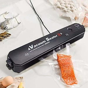 Automatic Vacuum Sealer for Food Meat Cooking Cold Storage Beef Fish Vegetables and Leftovers (Black, One Size)