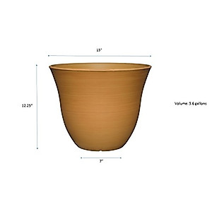 Classic Home and Garden Honeysuckle Planter, Patio Pot, 15" Bamboo