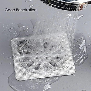 JUNYINUO 4"" X 4"" Disposable Square Shower Drain Hair Catcher, Drain Hair Catcher,Flat Shower Drain Cover Mesh Stickers, Bathroom, Laundry, Bathtub, Kitchen, Sink for Human and Pet Hair 200PCS, Gray