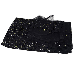 Honbay 5.5x1.7Yards Glitter Star Moon Sequin Tulle Net Yarn for Background Decoration or DIY Crafts Making (White) (Black)