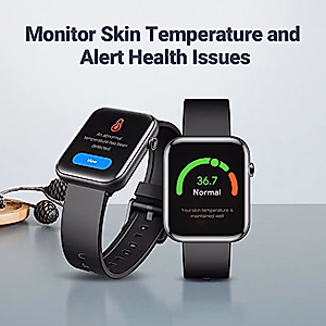 Ticwatch GTH smartwatch 24H Skin Temperature Measurement Blood Oxygen 24H Heart Rate Monitoring Sleep Tracking 5ATM Water Resistant Rating Stress Tracking 10 Days Battery Life Smart Watch