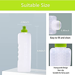 HECHZSO Arc Running Water Bottle with Covers Cap, 10oz Portable Lightweight Bottle for Running Hydration Belt or Fanny Packs Marathon, Walking, Hiking, Cycling, Trail, Skiing