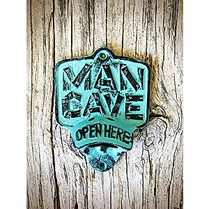 Rustic Patina Man Cave Wall Mount Bottle Opener – Durable Cast Iron – Unique Bar Décor – Men’s Stocking Stuffer