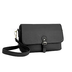 Meliaebag Mirrorless Camera Purse for Women, Stylish Genuine Leather Camera Bag Crossbody Shoulder Messenger Case for Travel, Fits Canon Nikon Sony Olympus mirrorless or Digital SLR Camera (Black)