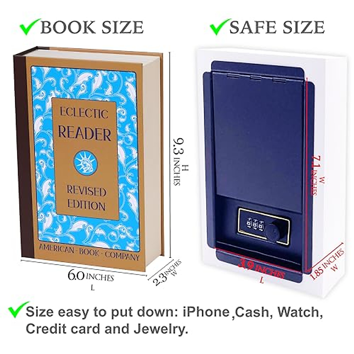 READER Book Safe Storage Box with Real Pages Key Lock Box Money Safe Book Storage Lock Boxes for Personal Items Large Capacity Diversion Safes Hold Phone,Cash