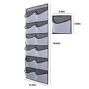 JULEVTOYR Over The Door Shoe Organizer, 12 Extra Large Mesh Breathable Pockets Hanging Shoe holder,Closet Organizers and Storage Hanging,Over The Door Shoe Boots Rack with 4 Hooks