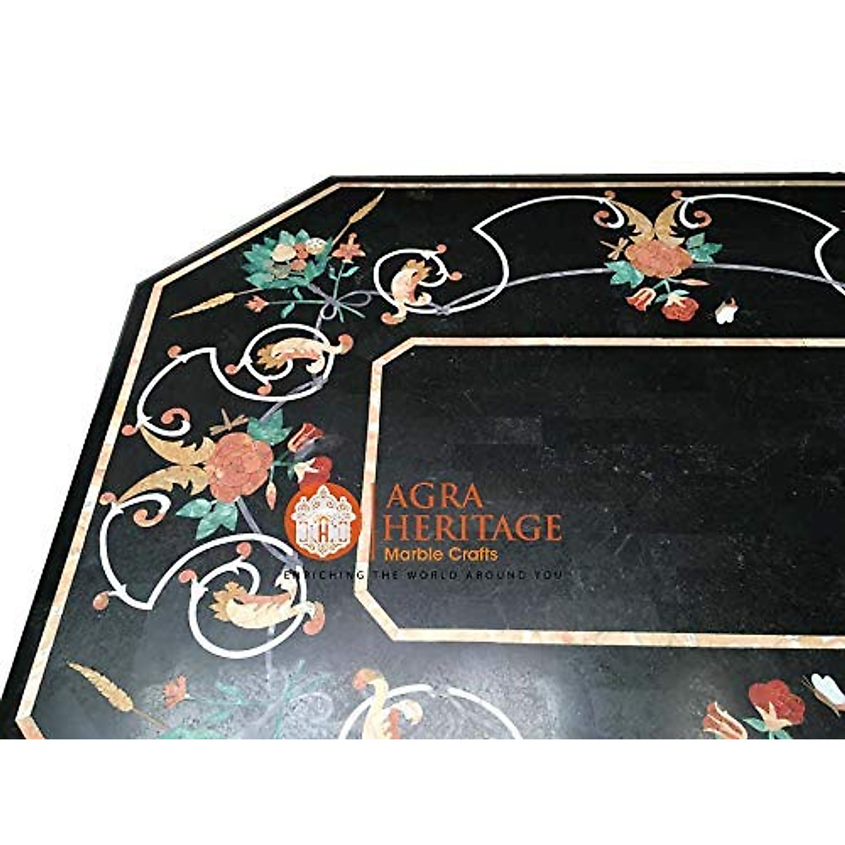 Marble Conference Dining Table Top Marquetry Inlay Floral Furniture Decor | 60"x36" Inches