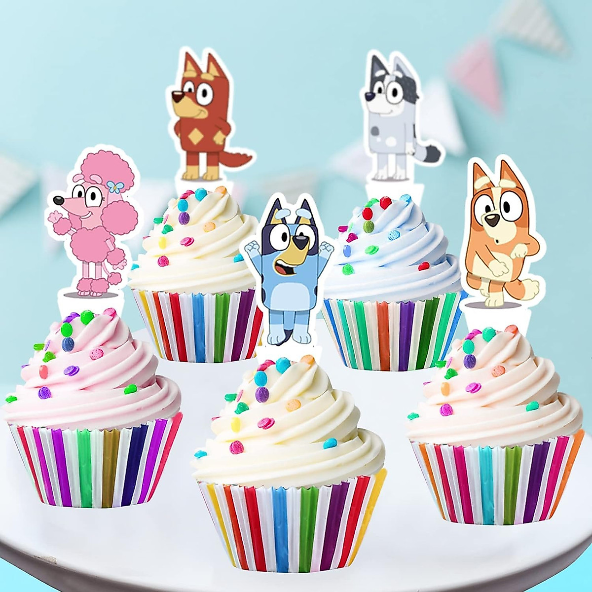 Blue Dog Birthday Party Supplies, 25PCS Blue Dog Cake Topper Decorations Cupcake Toppers for Kids Party Favor