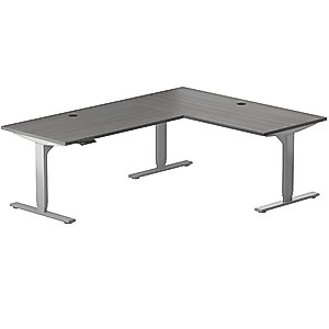 Progressive Desk L Shaped Height Adjustable Standing Desk 78" x 48" - Corner Computer Desk - Electric Stand Up Rising Workstation - Gray Frame/Gray Oak Top