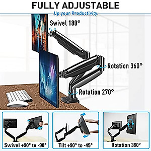 MOUNTUP Quad Monitor Stand, 4 Monitor Desk Mount for 13 to 32 inch Computer Screens + MOUNTUP Ultrawide Dual Monitor Desk Mount for 2 Computer Screen Max 35 Inch