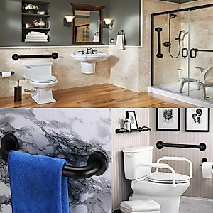 2 Pack 16 Inch Matte Black Shower Grab Bar,ZUEXT Stainless Steel Wall Mount Safety Grab Bar Handle,Bathroom Balance Bar, Safety Hand Rail Support - Handicap, Elderly, Injury, Senior Assist Bath Handle