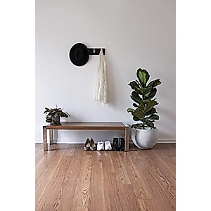 Hickory Hardware Hook Rack for Coats, Hats, Keys, Towels, Purses and More, Easily Mounted on Walls & Doors, Decorative Heavy Duty Hook Rail, 4 Hooks, Cocoa Wood Grain with Satin Nickel Finish