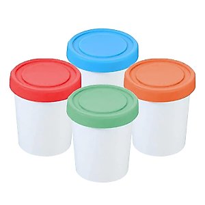 Alunsito 4 Pack Ice Cream Containers for Homemade Ice Cream Leak-Free Ice Cream Tubs with Lids Reusable Ice Cream Storage Cases for Freezer