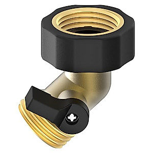 Twinkle Star 3/4" Brass Shut Off Valve Gooseneck Garden Hose Connector, 2 Pack