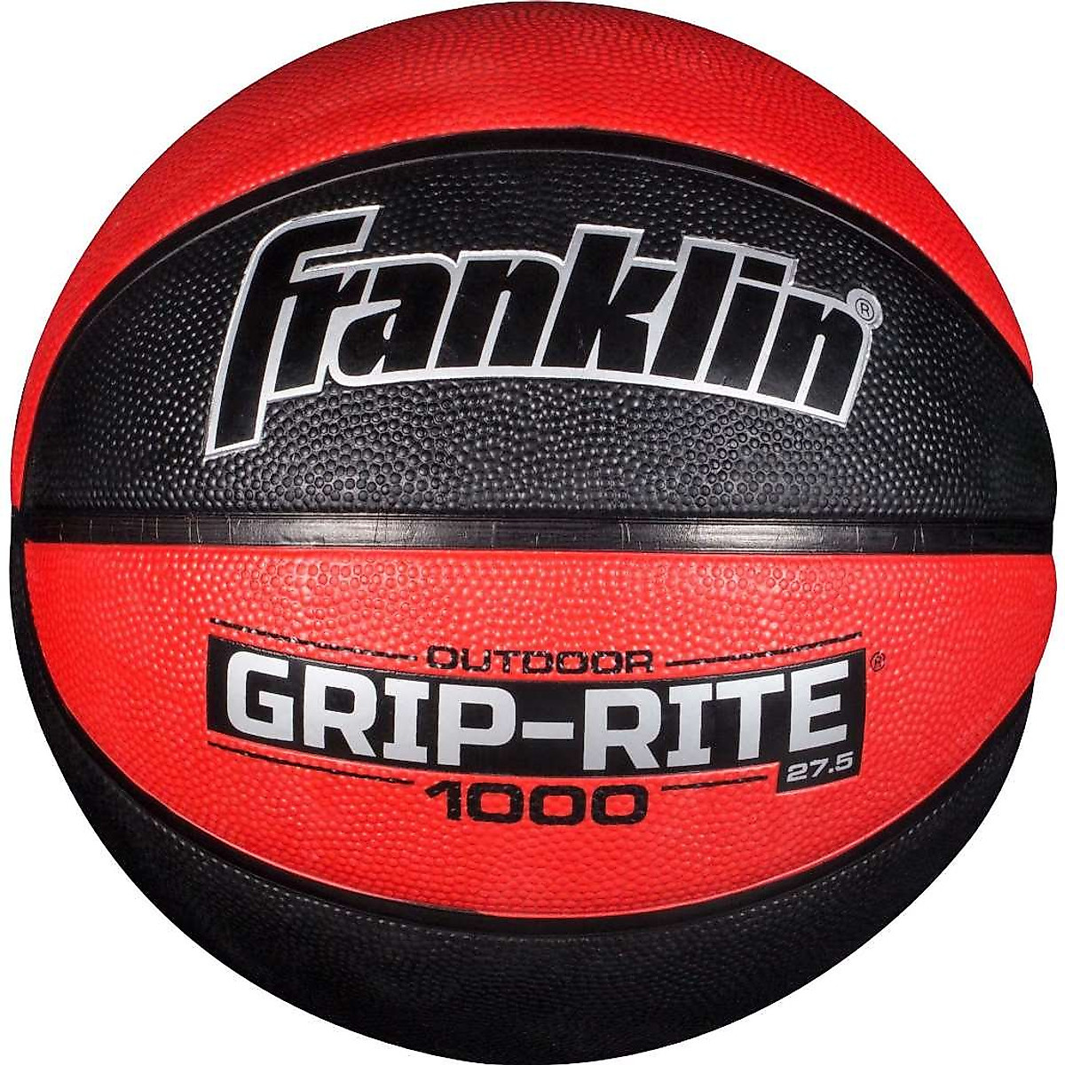 Franklin Sports Grip-Rite 1000 Youth Basketball - Durable Construction - Junior Size Basketball for School, Camp, Home Practice - Indoor and Outdoor Ball - Black/Red - 27.5"