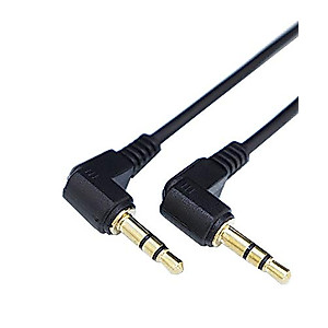 Traodin Stereo Audio Cable, 90 Degree Angled 3.5mm 3Pole TRS Male to Male Stereo Audio Extension Cable for Phone Laptops MP3 Table PC and More(2pcs) (3pole M Bend/M Bend)