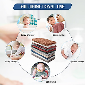 Remagr 12 Pack Muslin Burp Cloths for Baby 6 Layers Cotton Soft Washcloths 10 x 20 Inch Large Multi Colors Muslin Face Towels Gender Neutral Baby Stuff for Boy Girl Newborn (Modern Colors)