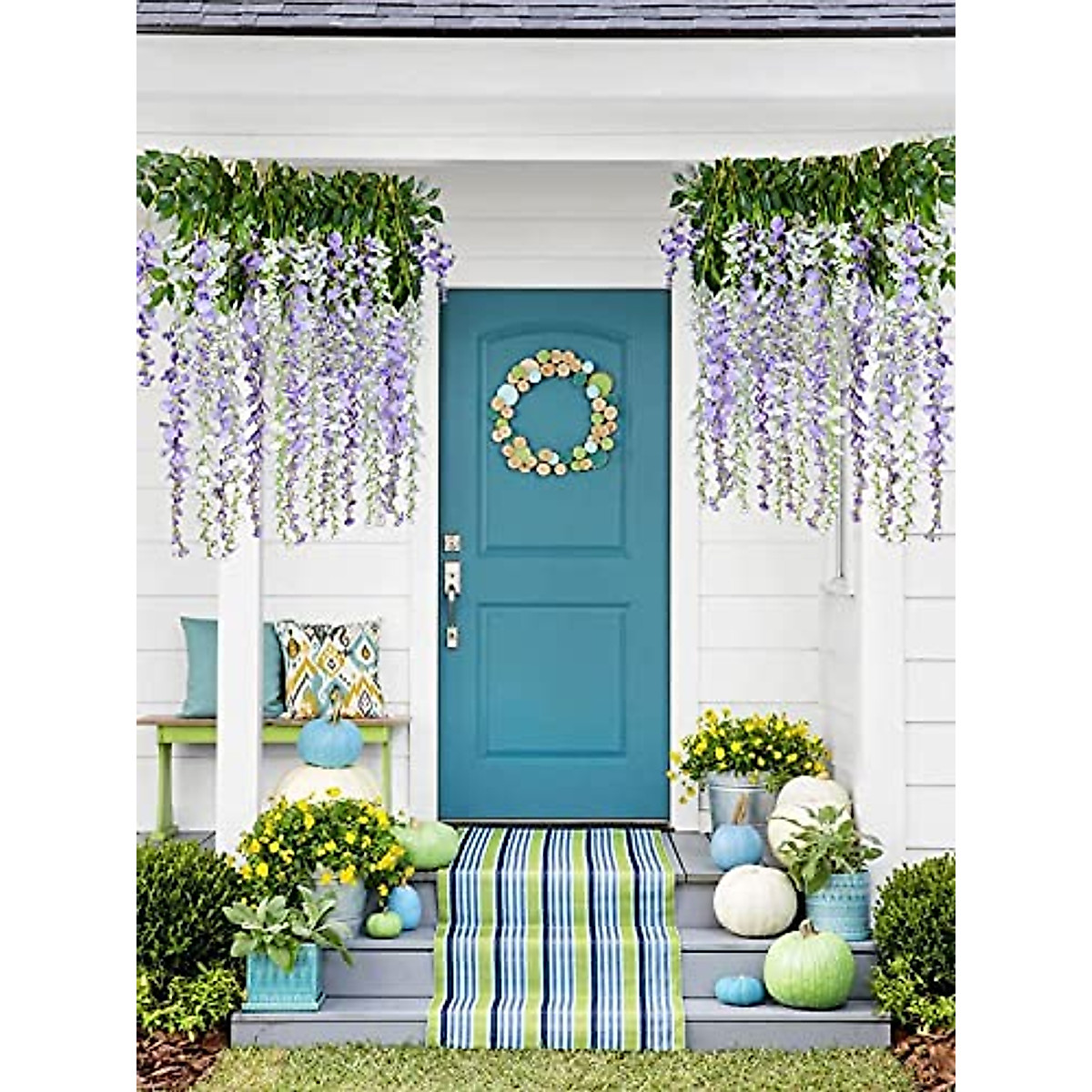 Gldmaoer 12 Pack 1 Piece 3.6 Feet Artificial Fake Wisteria Vine Ratta Hanging Garland Silk Flowers String Home Party Wedding Decor.