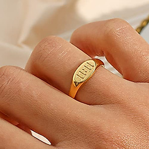 QIANGGE Stainless Steel Signet Ring for Women Men Angel Number Rings 1111 for Girls Boys Personalized Pinky Ring Numerology Jewelry Gift for Her Him (7)