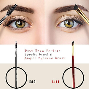 ENERGY Eyebrow Brush Angled Gel Eyeliner Makeup Brush L111 Ultra Thin Slanted Pro Liner Brush Firm Stiff Synthetic Bristles for Cream Brow Defining Applicator Red