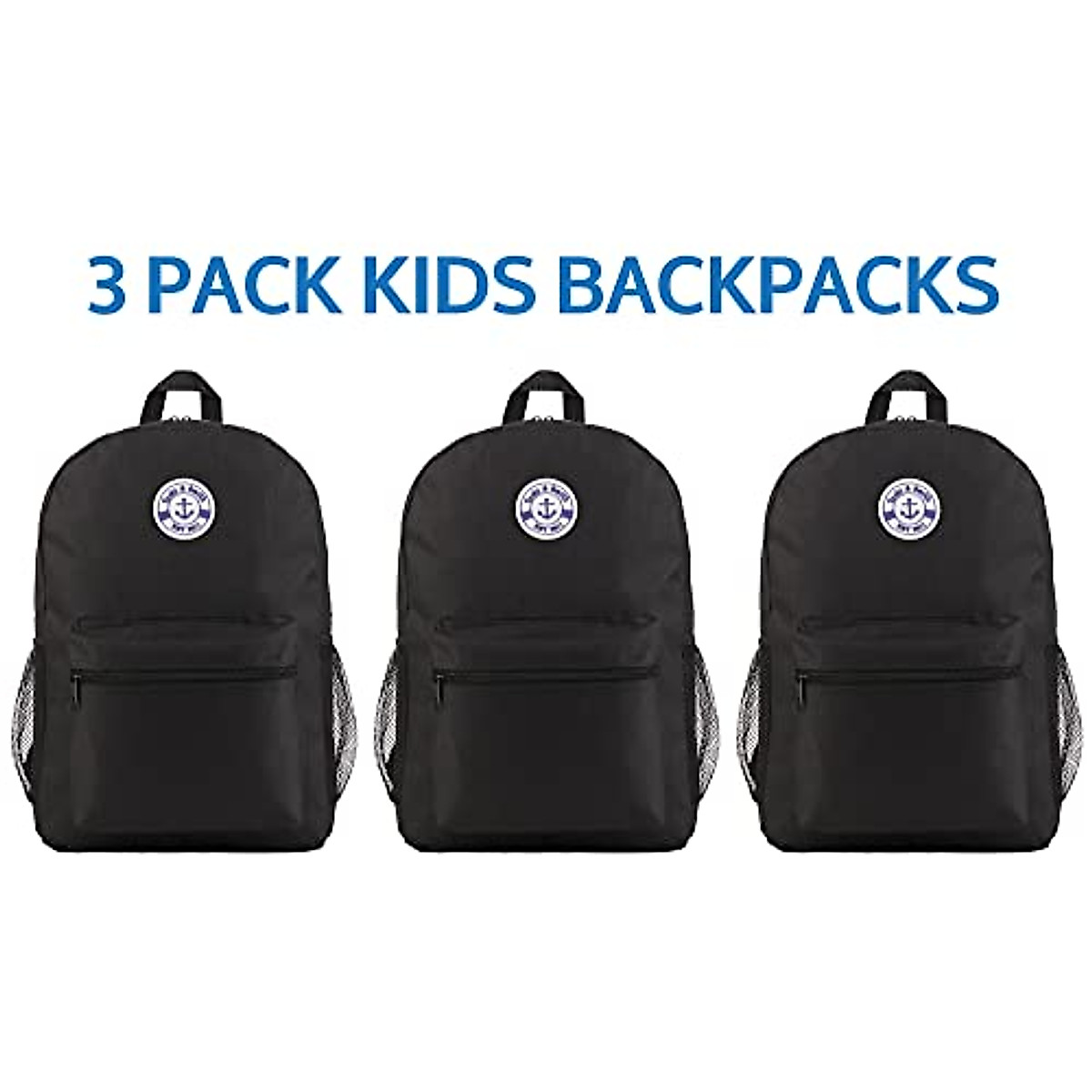 Yacht & Smith 3 Pack Backpack, Bulk 17 inch Lightweight Outdoor Travel Gym Corporate Events Bag