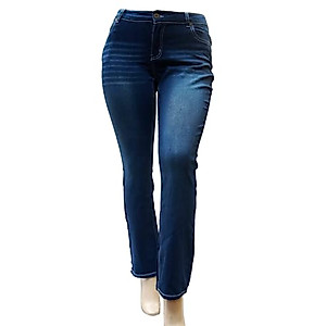 Jack David Womens Plus Size Bootcut/Straight/Skinny Leg Stretch Relaxed Fit Blue Denim Jeans Pants