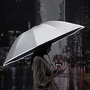 Lejorain Large Reverse Umbrella -50 Inch Windproof Folding Inverted Umbrella - Upside Down with Safety Reflective Strip (8.Blue Sun Umbrella)