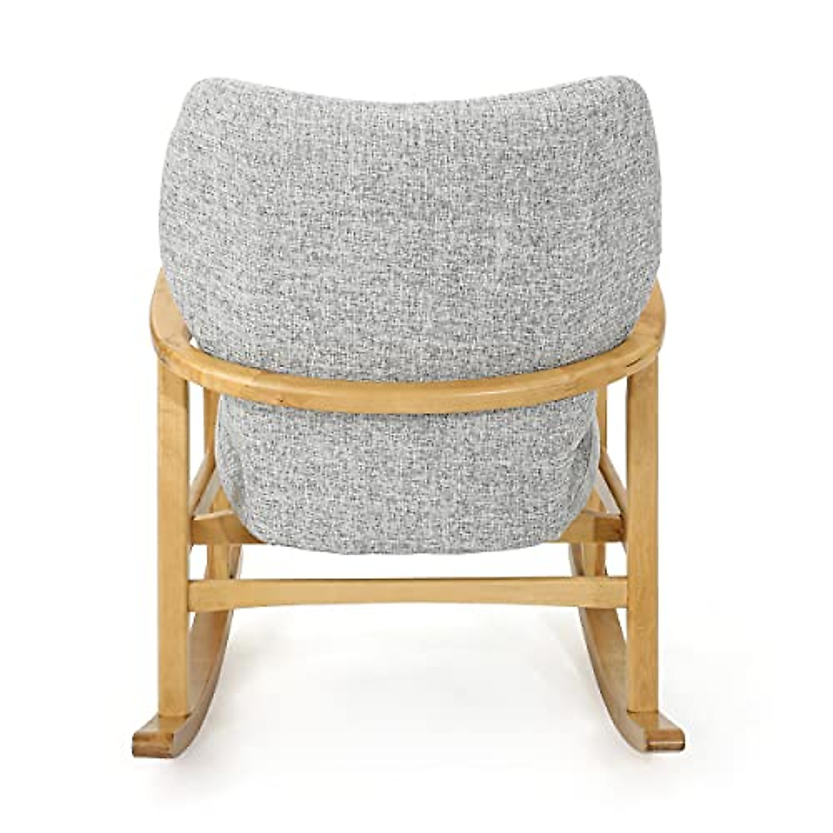 Christopher Knight Home Benny Mid-Century Modern Fabric Rocking Chair, Light Grey Tweed / Light Walnut