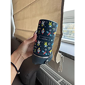 Kids Insulated Water Bottle 14oz BPA-FREE 18/8 Stainless Steel Double Walled Vacuum Keep Cold/Hot cartoon kids cup with straw Leak Proof Lid Water Bottle for School for Boys Girls