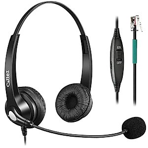 Phone Headset with Microphone Noise Cancelling, Call Center Telephone Headset with RJ9 Jack, Work for Avaya 1408 9508 1416 Shoretel 230 480 Mitel 5220 Polycom NEC Allworx Zultys Aastra Landline Phones