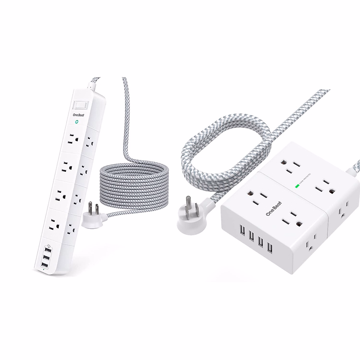 Power Strip Surge Protector with USB Ports and 8 Widely Outlets, 5Ft Extension Cord with Flat Plug, 3 Sided Wall Outlets Extender USB Desktop Charging Station for Home Office Travel, 900J, ETL