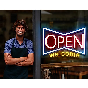 KUshopfast Open Neon Signs For Business, LED Neon Open Sign, USB Powered Open Sign For Window Business Storefront Bar Salon Hotel Cafes Restaurants,16IN