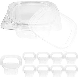 SOLUSTRE 10pcs Mini Cake Box Plastic Fruit Bowls Disposable Dessert Holder Reusable Salad Sushi Container Cupcake Packaging Treat Boxes Vegetable Saving Bowls Transparent